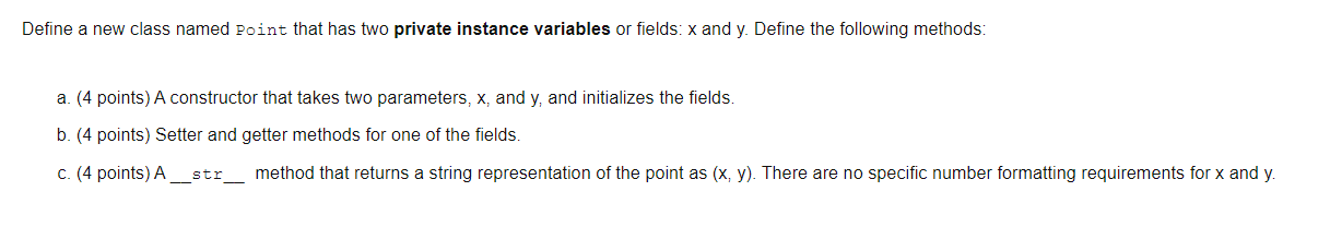 Solved Define a new class named point that has two private | Chegg.com
