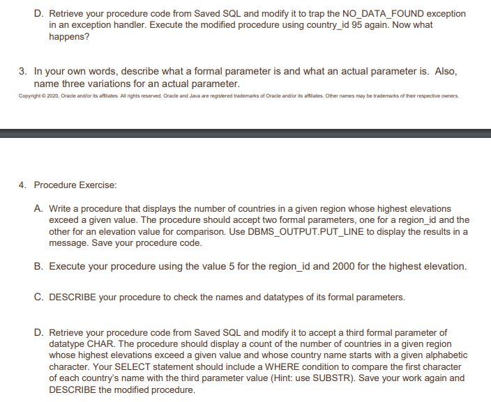 Solved 1. In your own words, describe parameters and the | Chegg.com