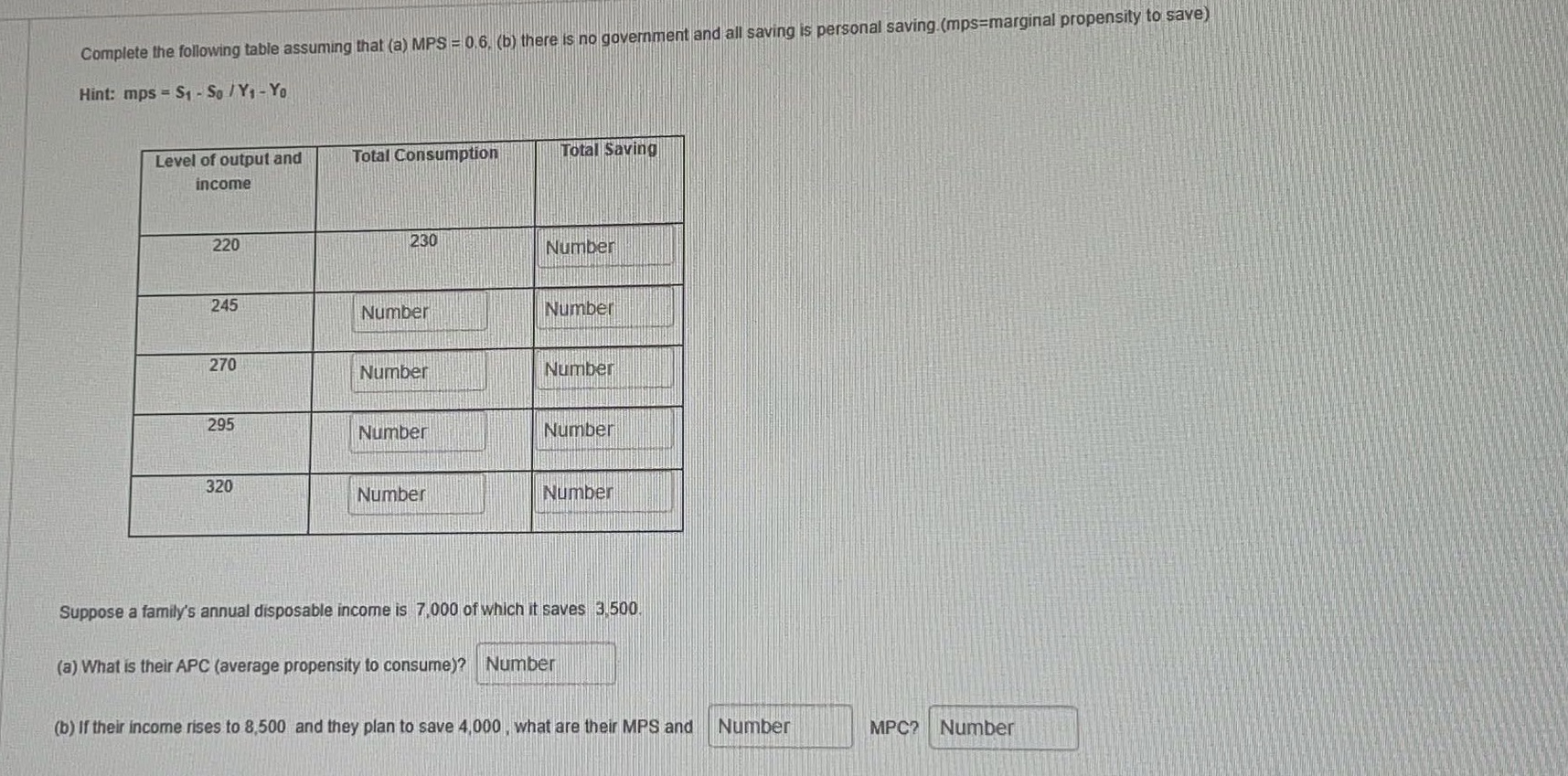 Solved Complete the following table assuming that (a) MPS | Chegg.com