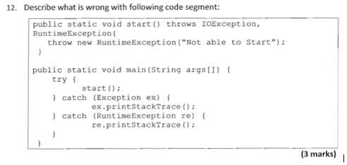 Solved 12. Describe what is wrong with following code | Chegg.com