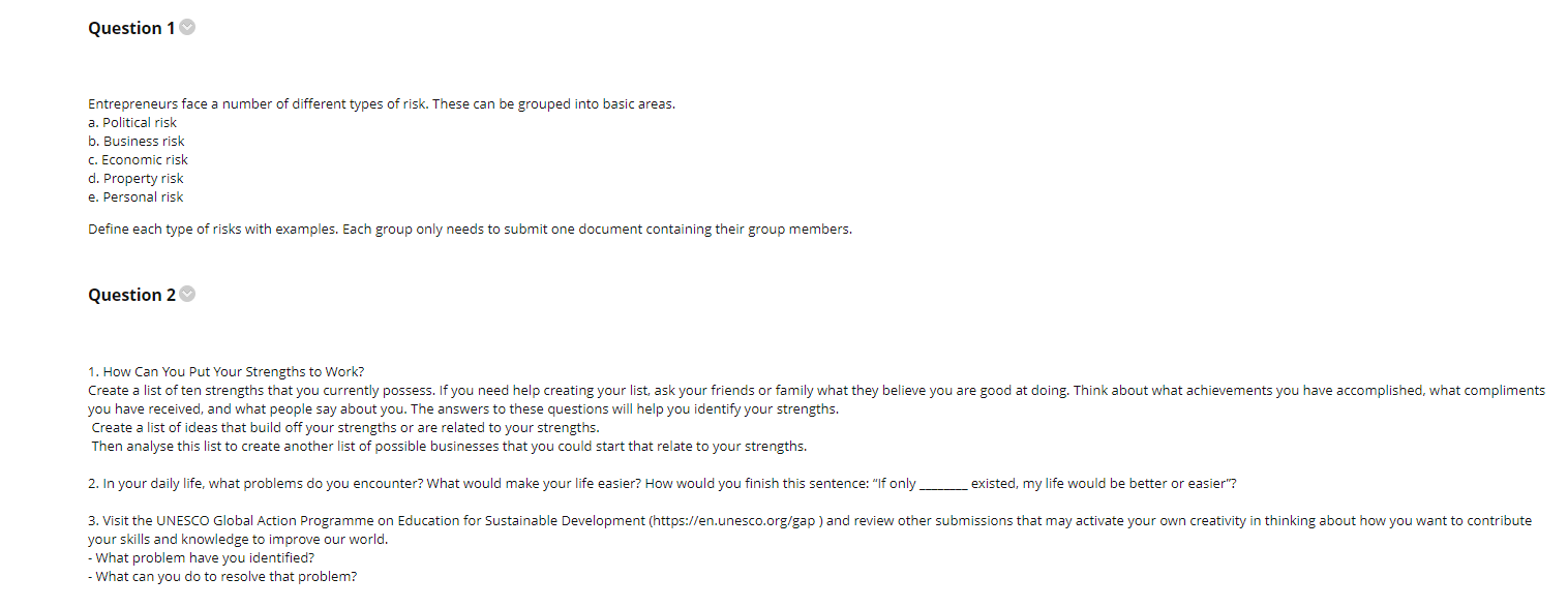 Solved Entrepreneurs face a number of different types of | Chegg.com