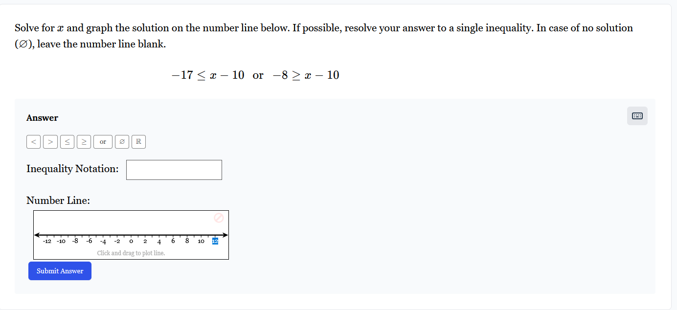 Solved Solve for x and graph the solution on the number line | Chegg.com