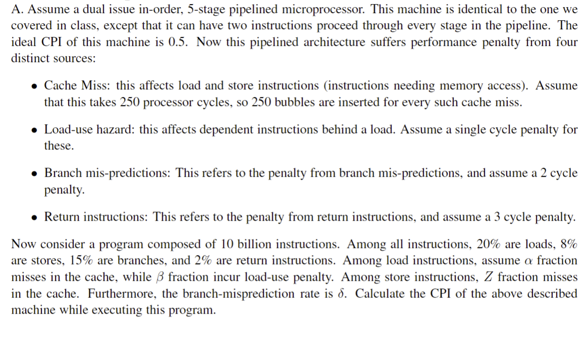 A. Assume a dual issue in-order, 5-stage pipelined | Chegg.com