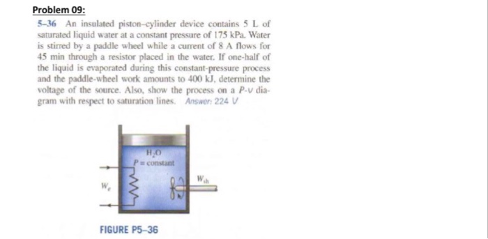 Solved Problem 09: 5-36 An insulated piston-cylinder device | Chegg.com