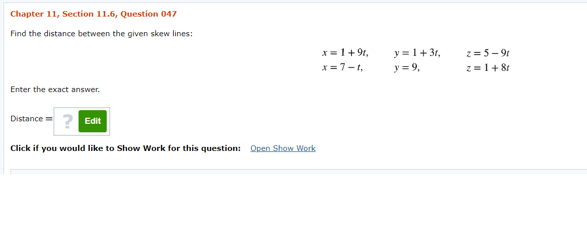 Solved Chapter 11, Section 11.6, Question 047 Find the | Chegg.com