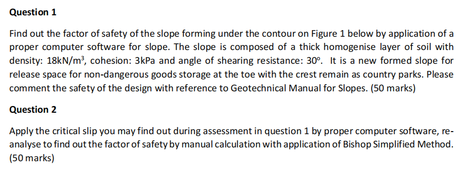 Find out the factor of safety of the slope forming | Chegg.com
