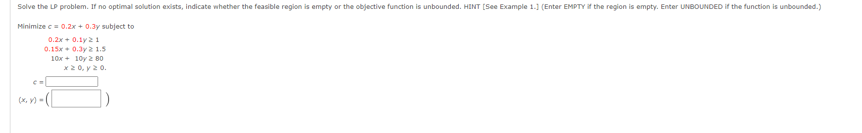 Solved Minimize c=0.2x+0.3y subject to | Chegg.com
