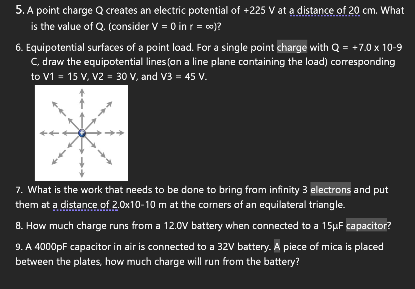 Solved 5. A point charge Q creates an electric potential of | Chegg.com
