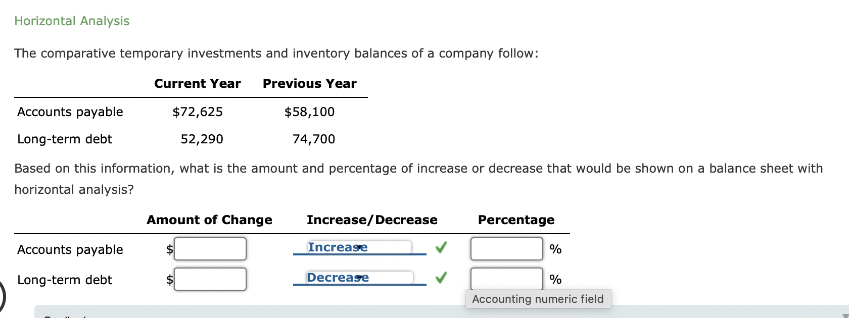 Solved Horizontal Analysis The comparative temporary | Chegg.com