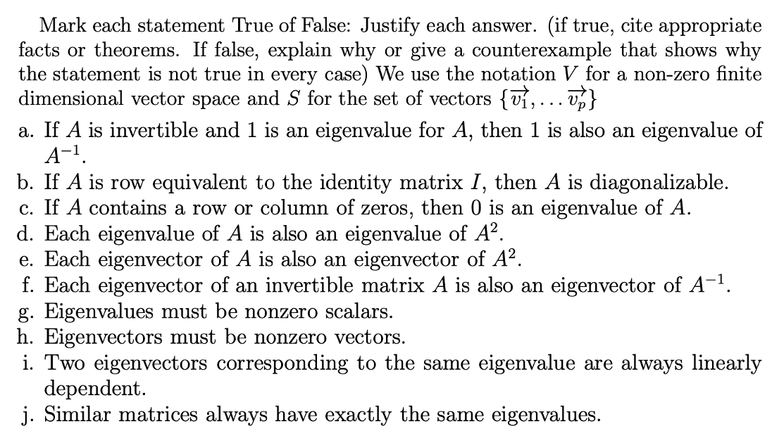 Solved Mark each statement True of False: Justify each | Chegg.com