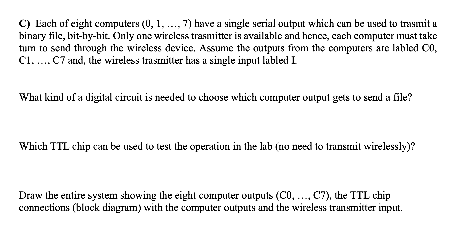 Solved C) Each of eight computers (0, 1, ..., 7) have a | Chegg.com