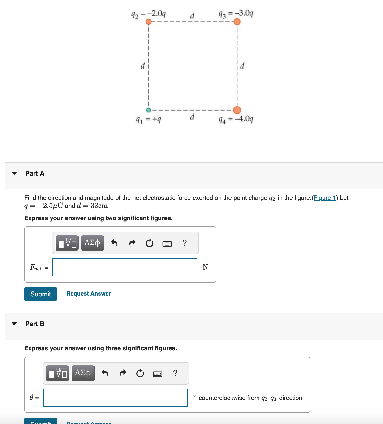 Solved Find the direction and magnitude of the net | Chegg.com