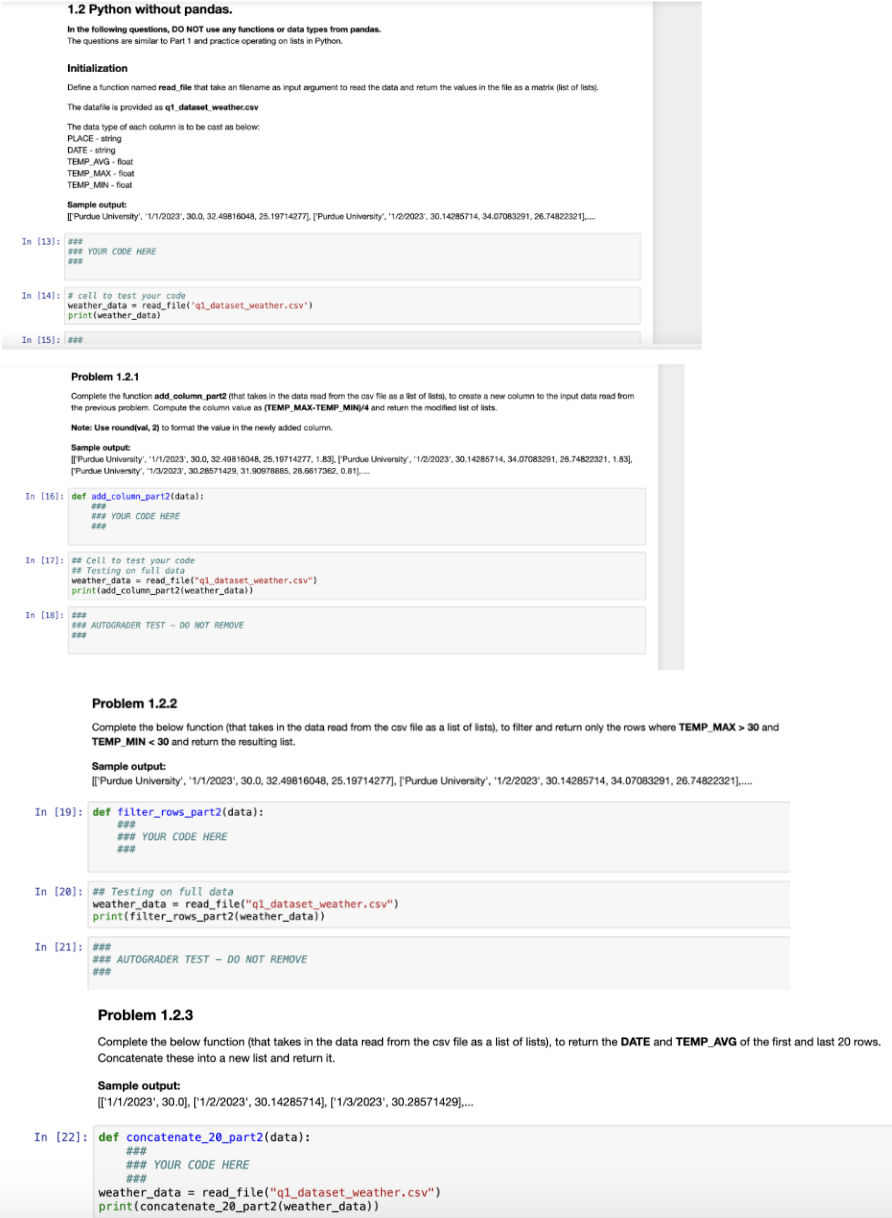 Solved 1 2 ﻿python Without Pandas The Following