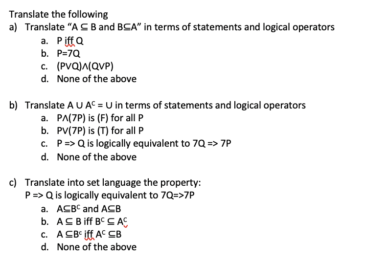 Solved Translate the following a) Translate "ACB and BCA” in | Chegg.com