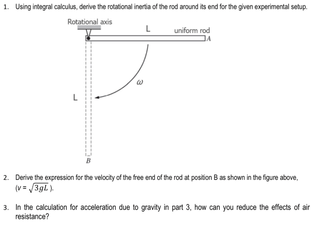 Solved 1. Using integral calculus, derive the rotational | Chegg.com