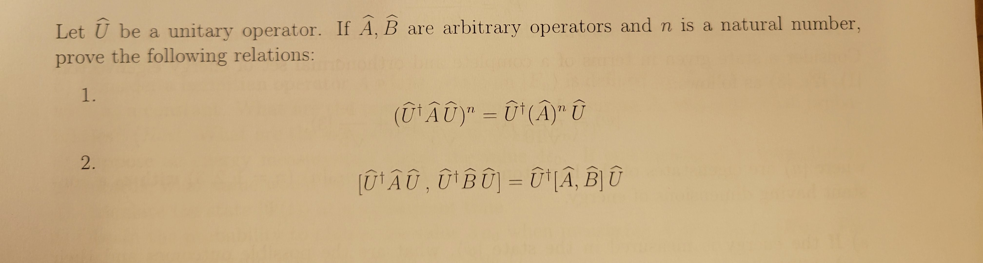 Solved Let U be a unitary operator. If A,B are arbitrary | Chegg.com