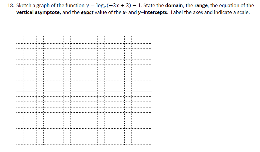 Solved 18. Sketch a graph of the function y = log2(-2x + 2) | Chegg.com