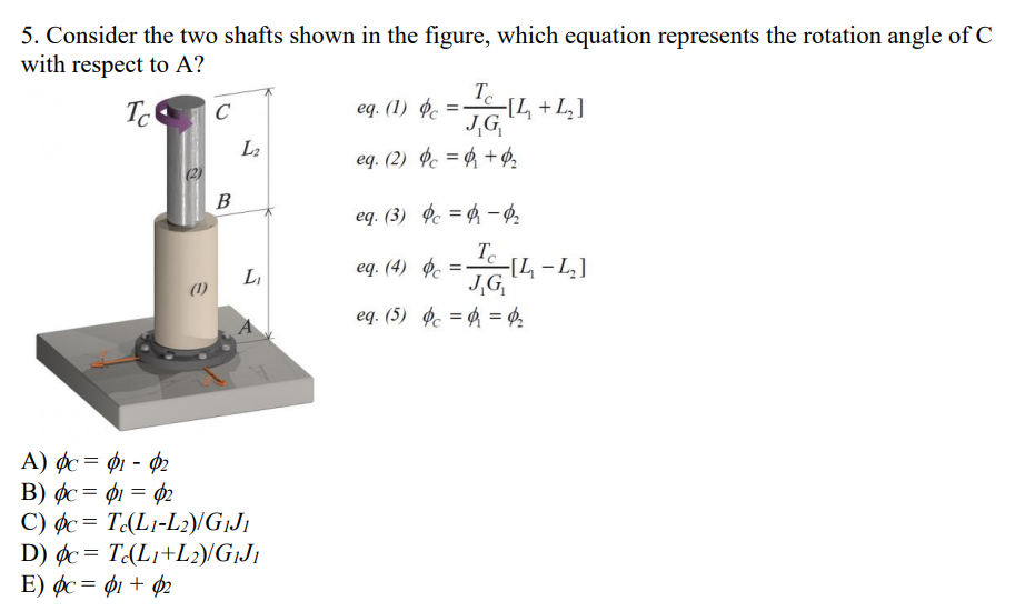 Solved 5. Consider the two shafts shown in the figure, which | Chegg.com