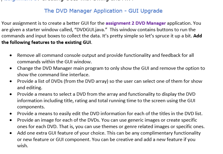 The DVD Manager Application - GUI Upgrade Your | Chegg.com