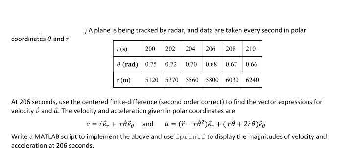 Solved coordinates and r ) A plane is being tracked by | Chegg.com