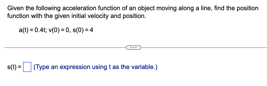 Solved Given The Following Acceleration Function Of An
