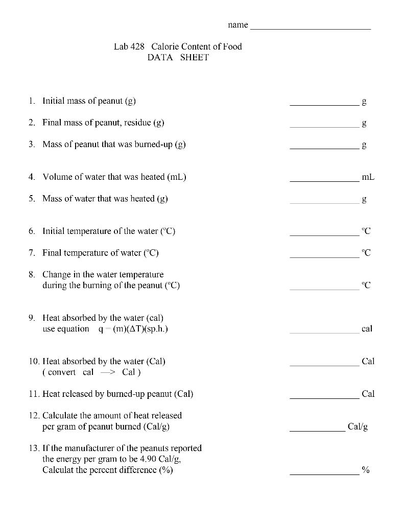 Solved A student performed this experiment by burning a | Chegg.com