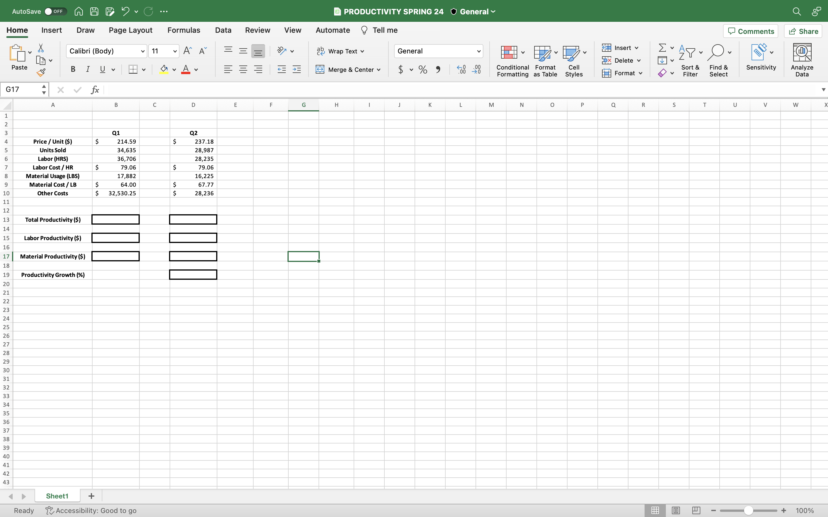 Solved Compute and interpret total productivity for Q1 and | Chegg.com Solved Compute and interpret total productivity for Q1 and | Chegg.com