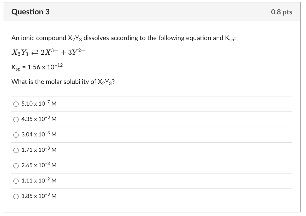 Solved An ionic compound X2Y3 dissolves according to the | Chegg.com
