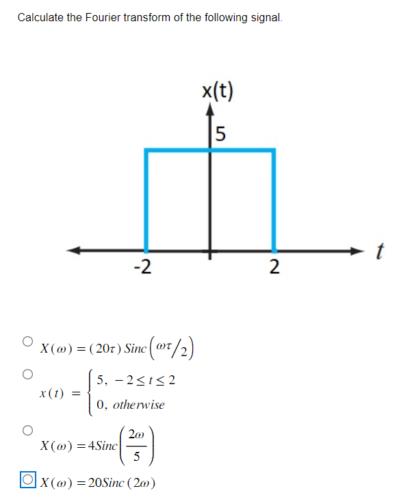 Solved Calculate The Fourier Transform Of The Following