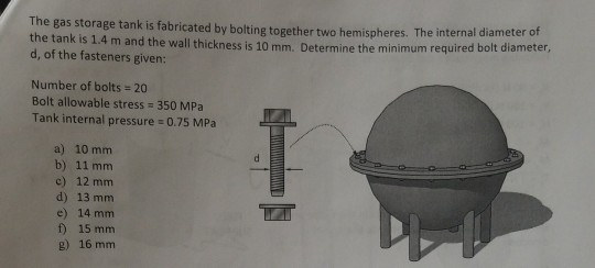 Solved The gas storage tank is fabricated by bolting | Chegg.com