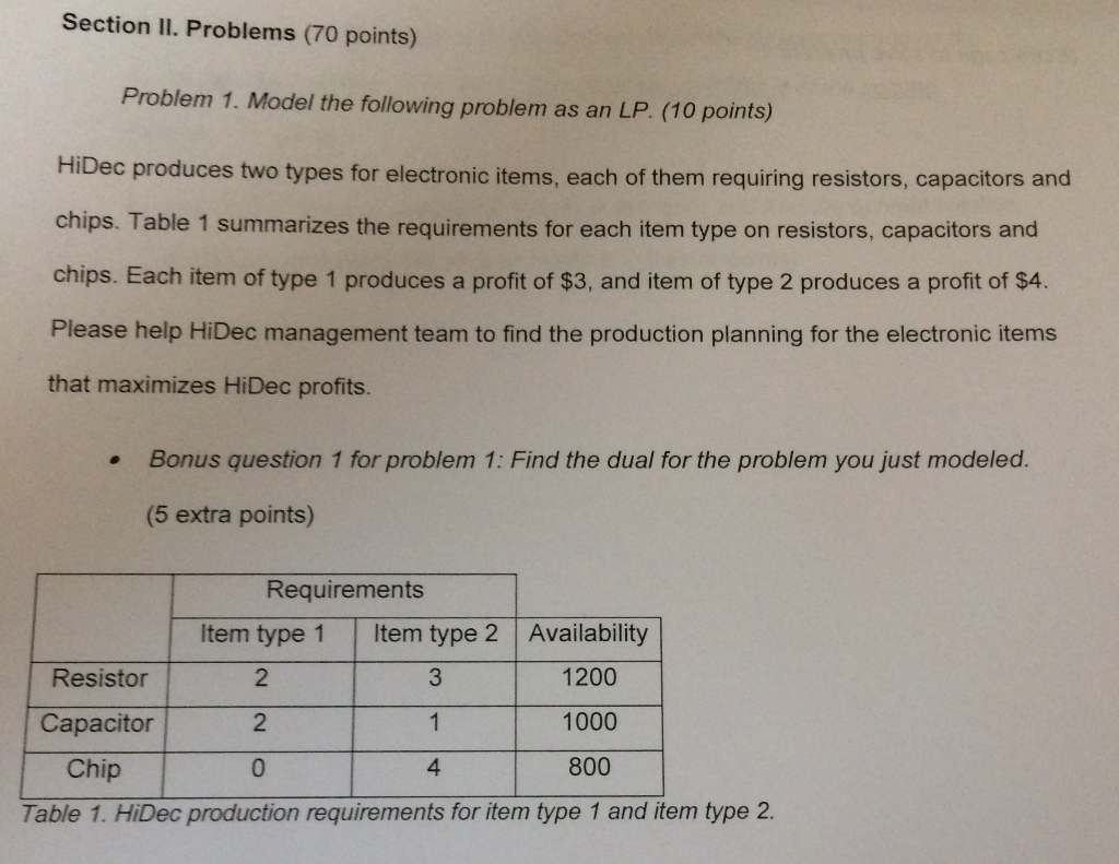 Solved Section II. Problems (70 points) Problem 1. Model the | Chegg.com