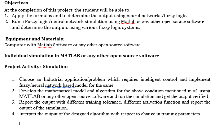 Objectives At the completion of this project, the | Chegg.com
