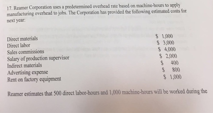 Solved year. The predetermined overhead rate per hour will | Chegg.com