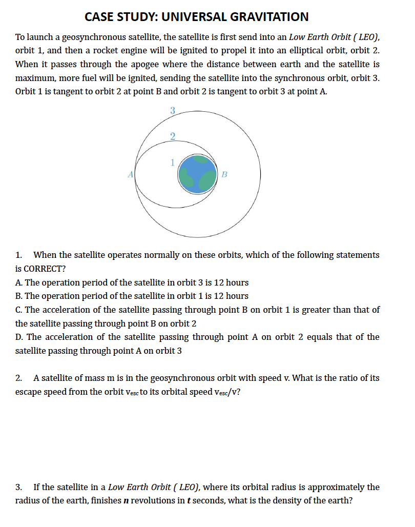 Solved CASE STUDY: UNIVERSAL GRAVITATION To launch a | Chegg.com