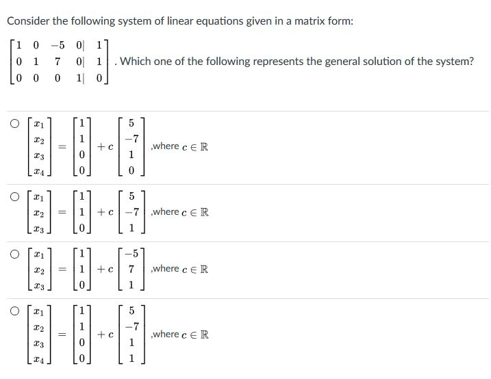 Solved Consider the following system of linear equations | Chegg.com