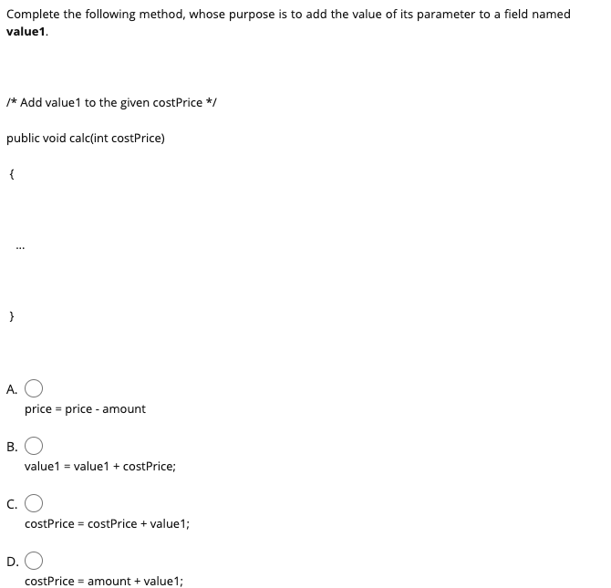 Solved Complete the following method, whose purpose is to | Chegg.com