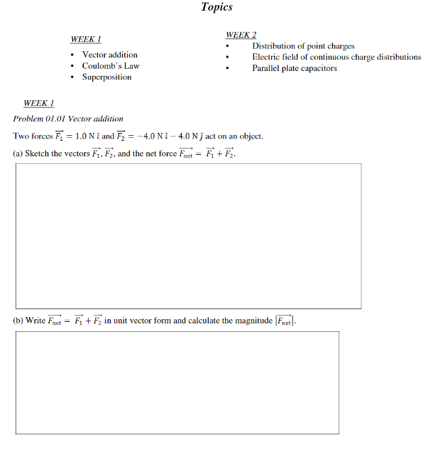 Solved Topics ﻿WEEK 1?Vector additionCoulomb's | Chegg.com