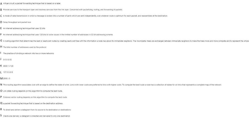 Solved Modified matching type. For each item, match the best | Chegg.com