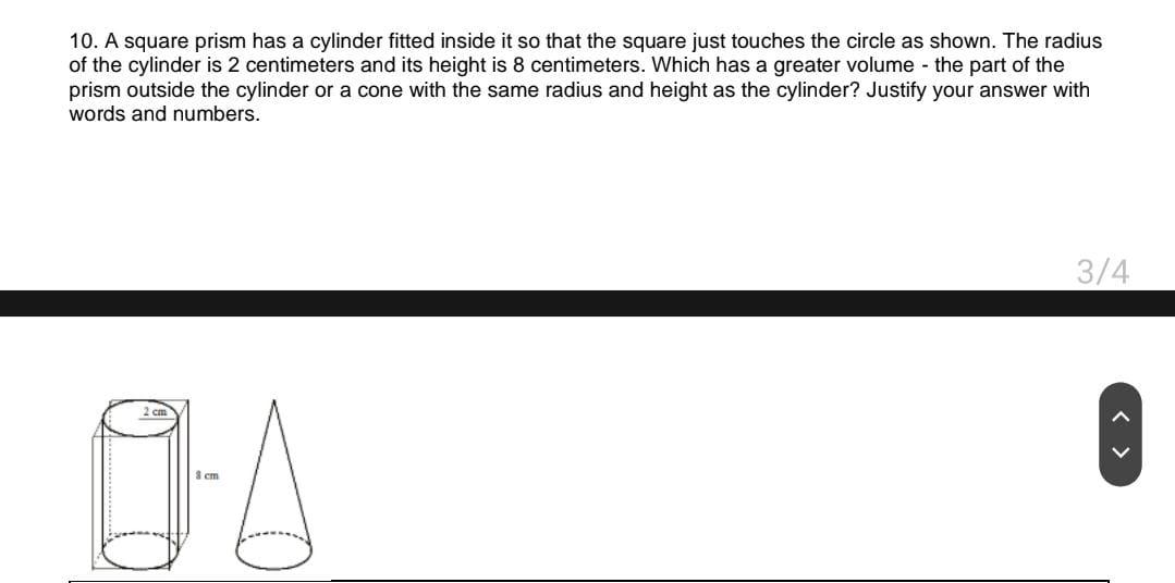 Solved 10. A square prism has a cylinder fitted inside it so | Chegg.com