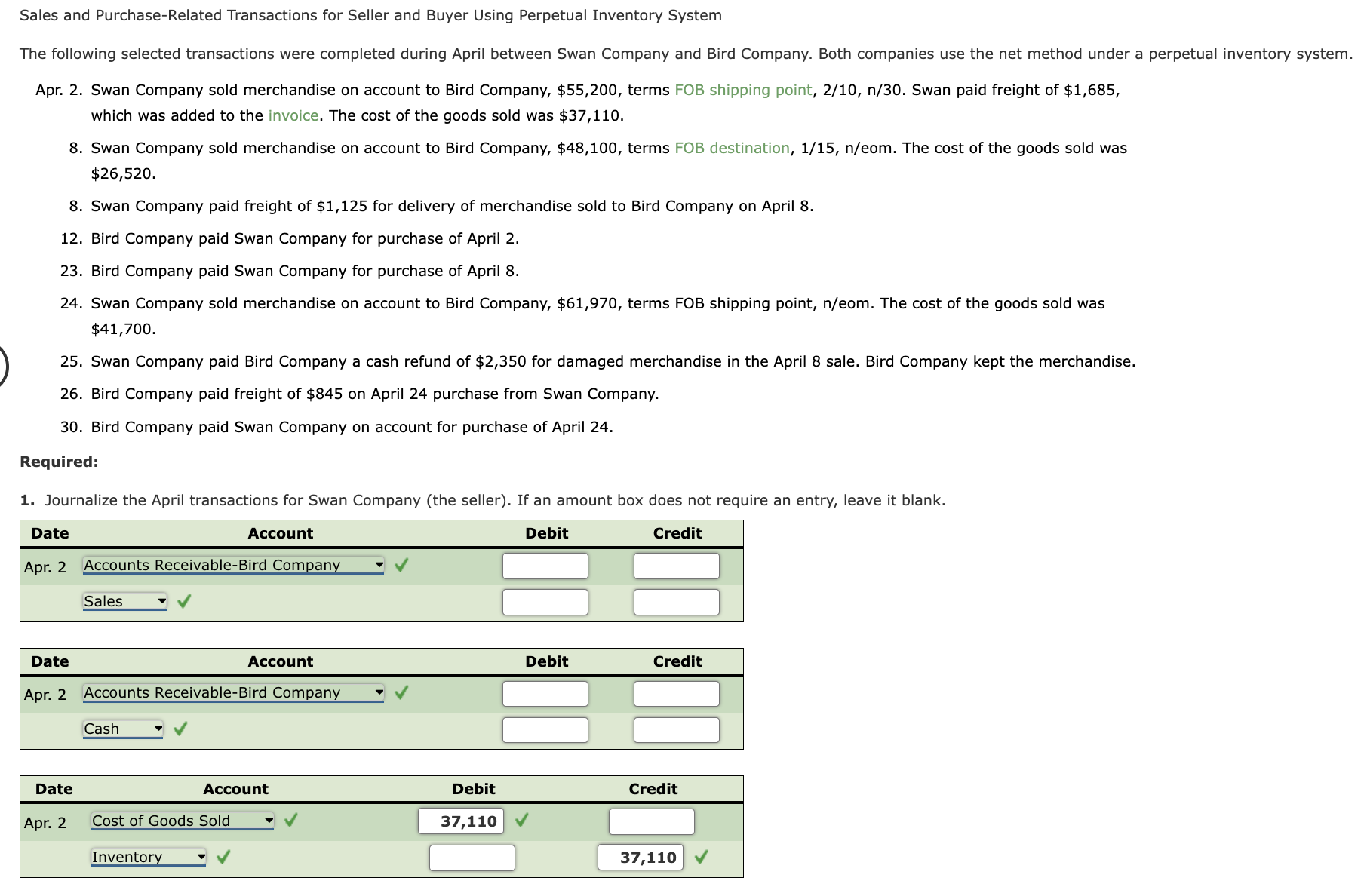 Solved Sales and Purchase-Related Transactions for Seller | Chegg.com