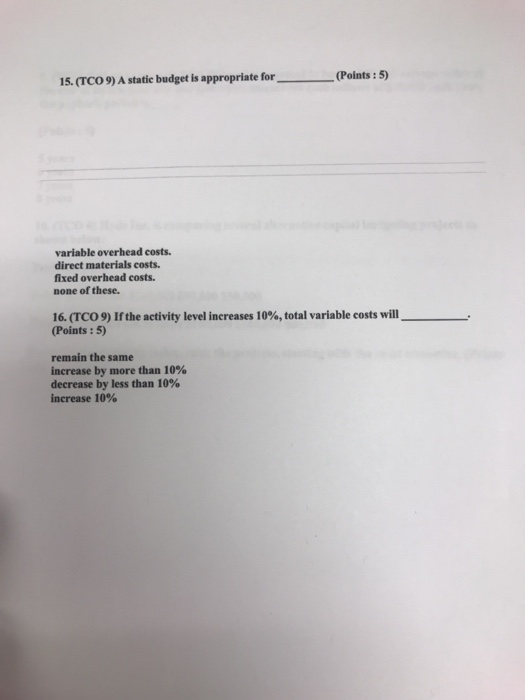 Solved 17. (TCO 9) At the high level of activity in | Chegg.com