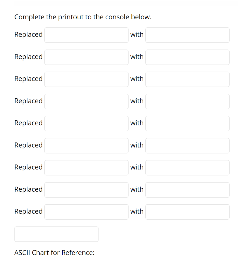 Solved Trace the following Code. An ASCII Chart is provided | Chegg.com