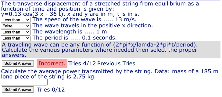 Solved The transverse displacement of a stretched string | Chegg.com