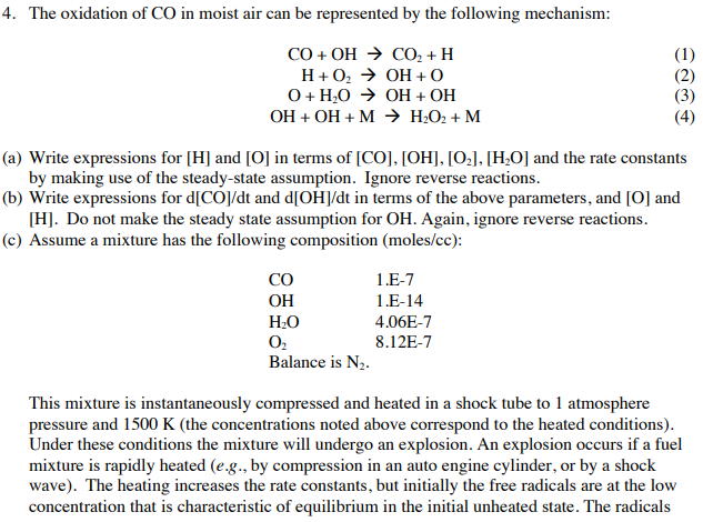 Solved The oxidation of CO in moist air can be represented | Chegg.com