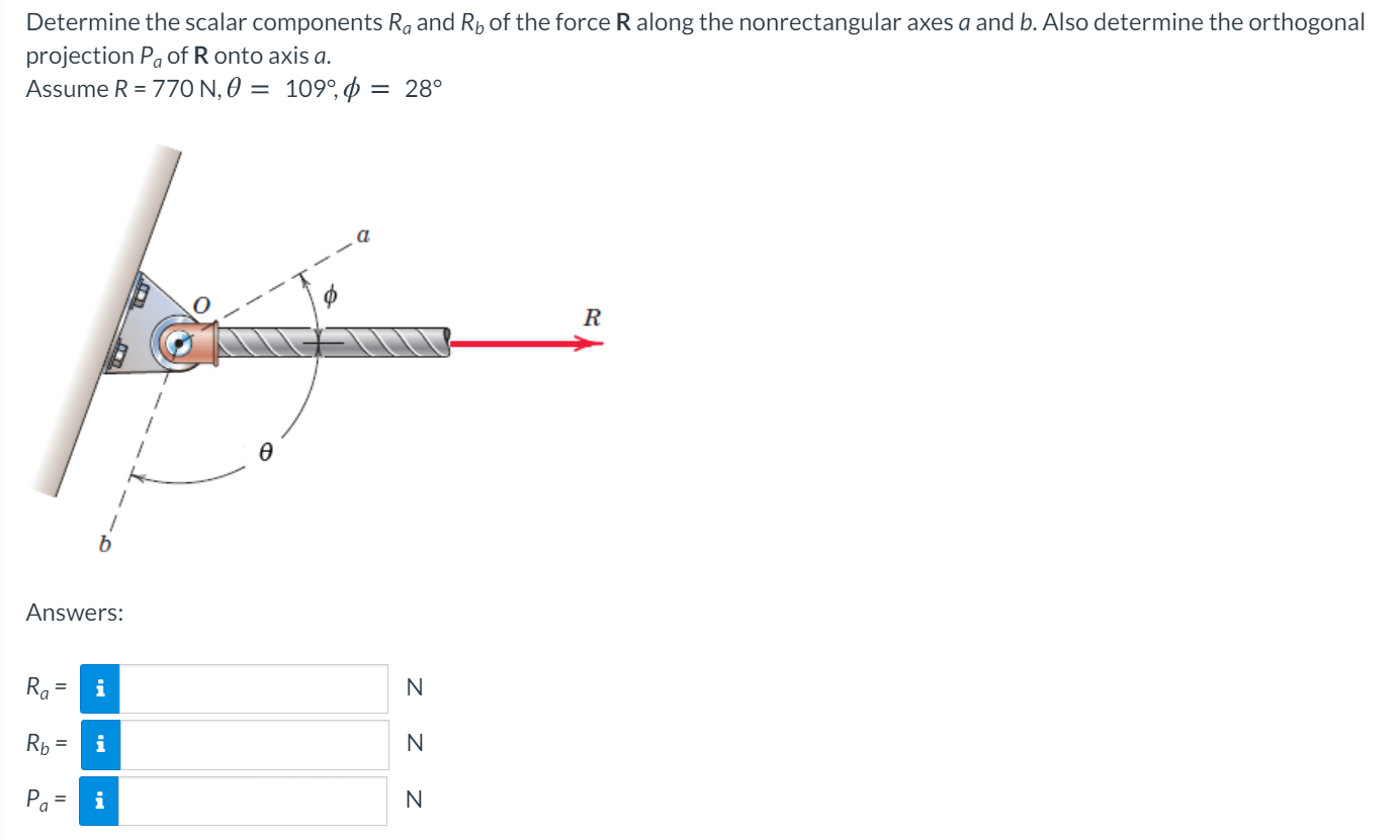 Solved Determine the scalar components Ra and Rb of the | Chegg.com