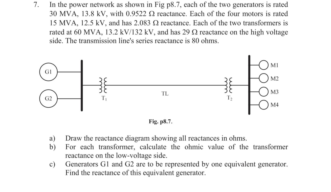 Solved 7. In the power network as shown in Fig p8.7, each of | Chegg.com