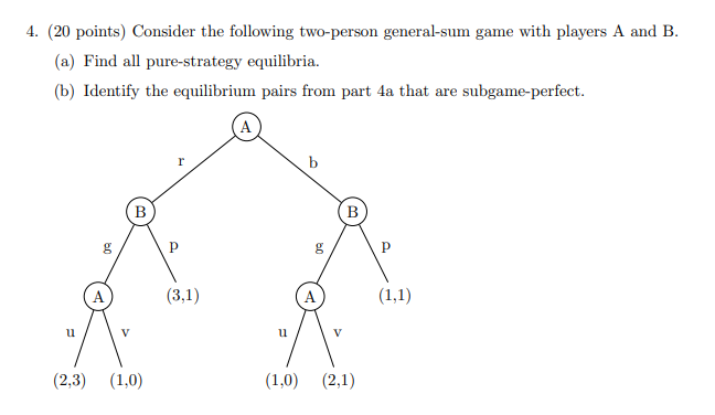 4 20 Points Consider The Following Two Person