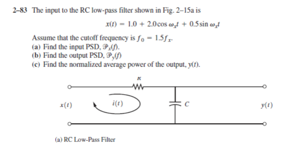 2-83 ﻿The input to the RC low-pass filter shown in | Chegg.com