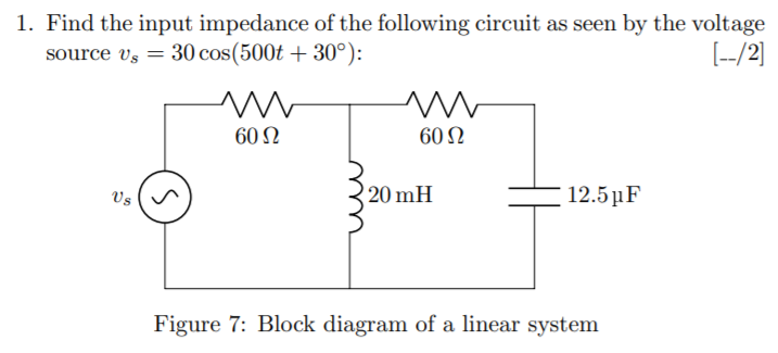 Solved 1. Find the input impedance of the following circuit | Chegg.com