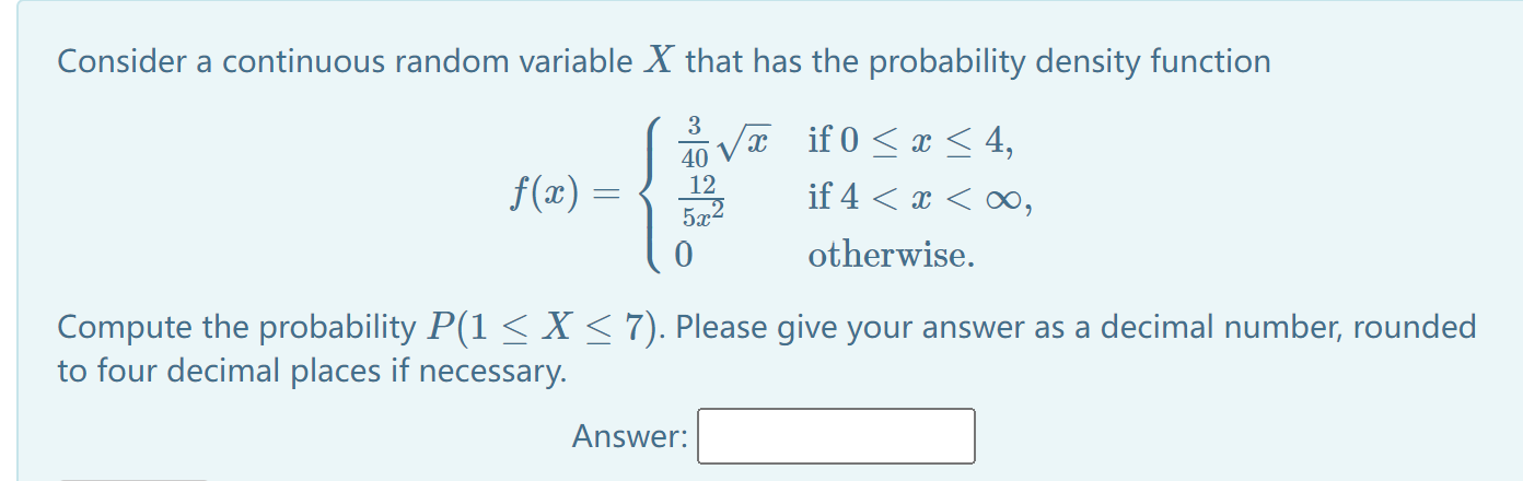 Solved Consider A Continuous Random Variable X That Has The 4107